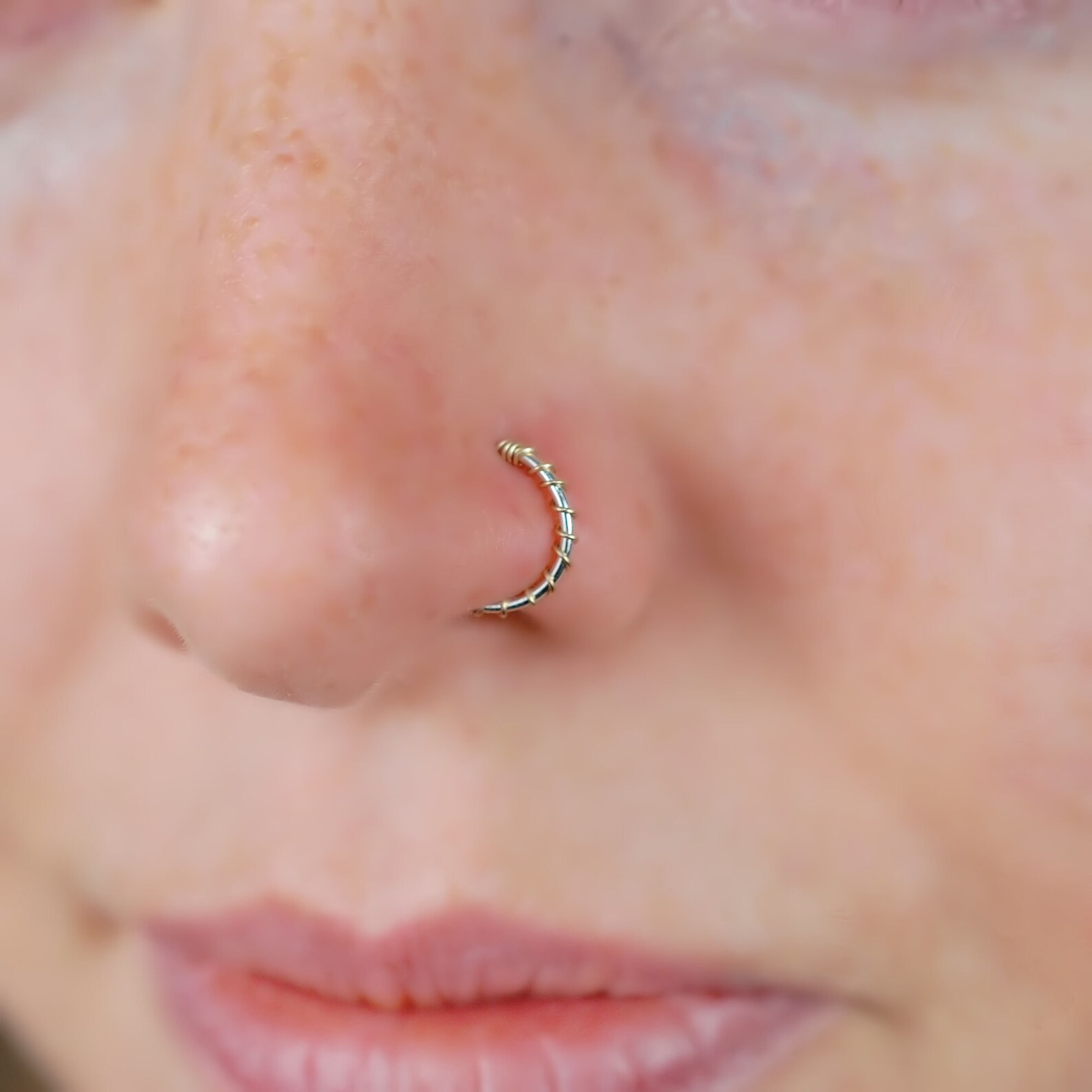 Gold and Silver Nose Ring - A Unique Two Color Hoop in Thin & Thick ...