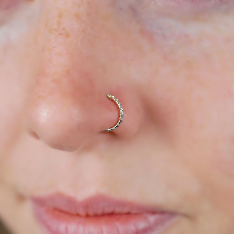 Gold and Silver Nose Ring - A Unique Two Color Hoop in Thin & Thick ...