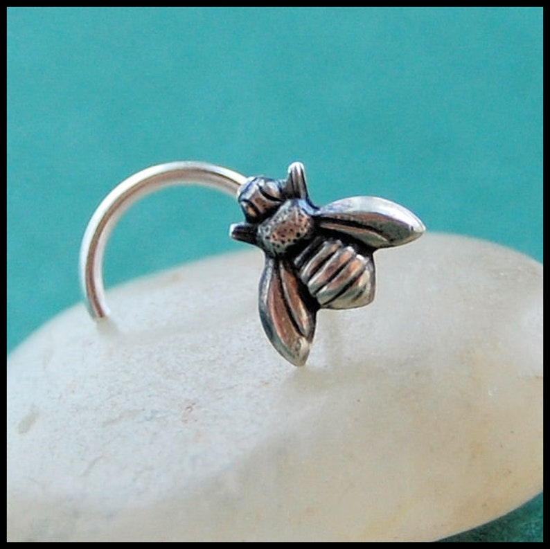 Bee Insect Nose Stud A Little Bee Nose Ring in Sterling - Etsy Canada