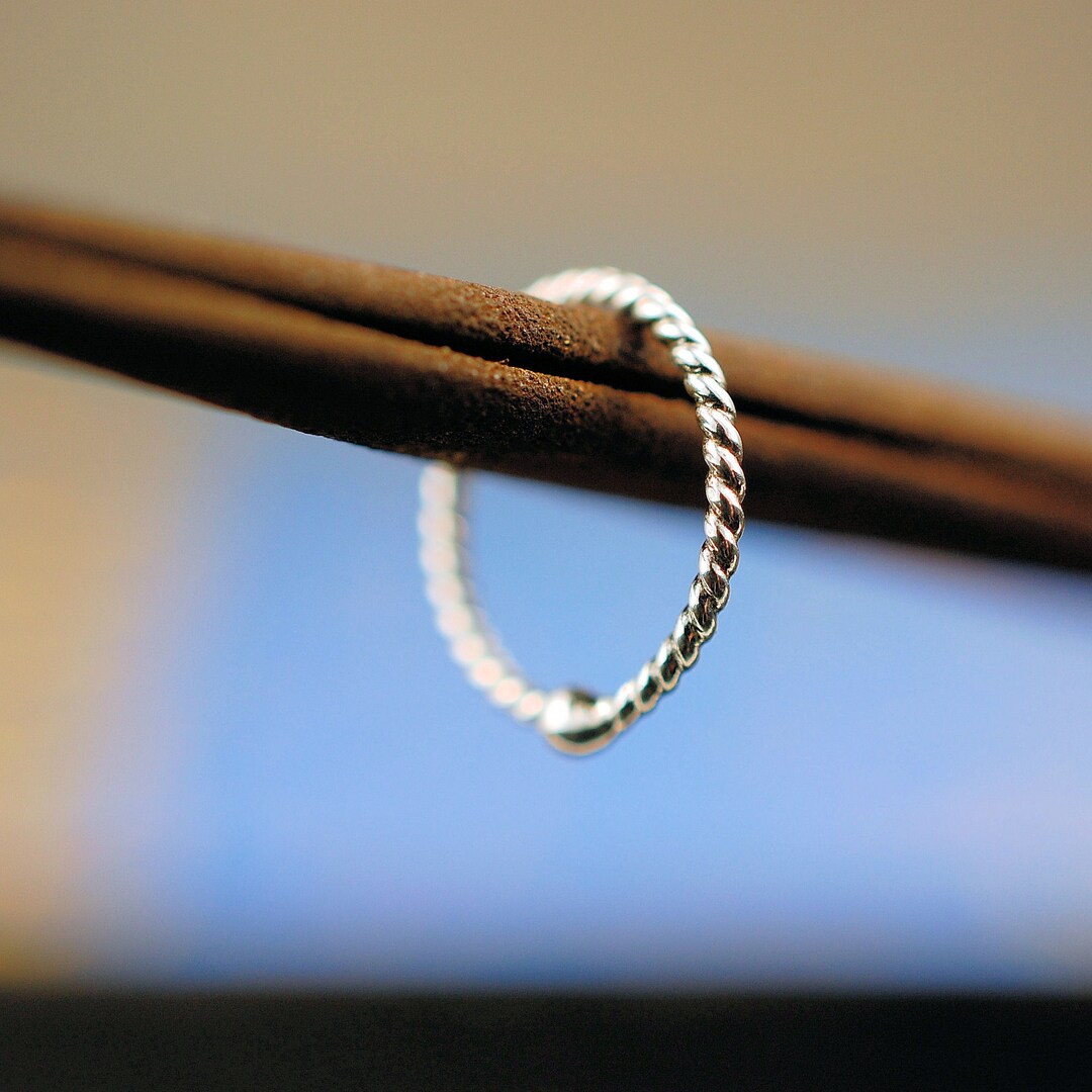 Silver Nose Ring Hoop, Twisted Nose Ring, Budded Hoop, Custom Nose Ring ...