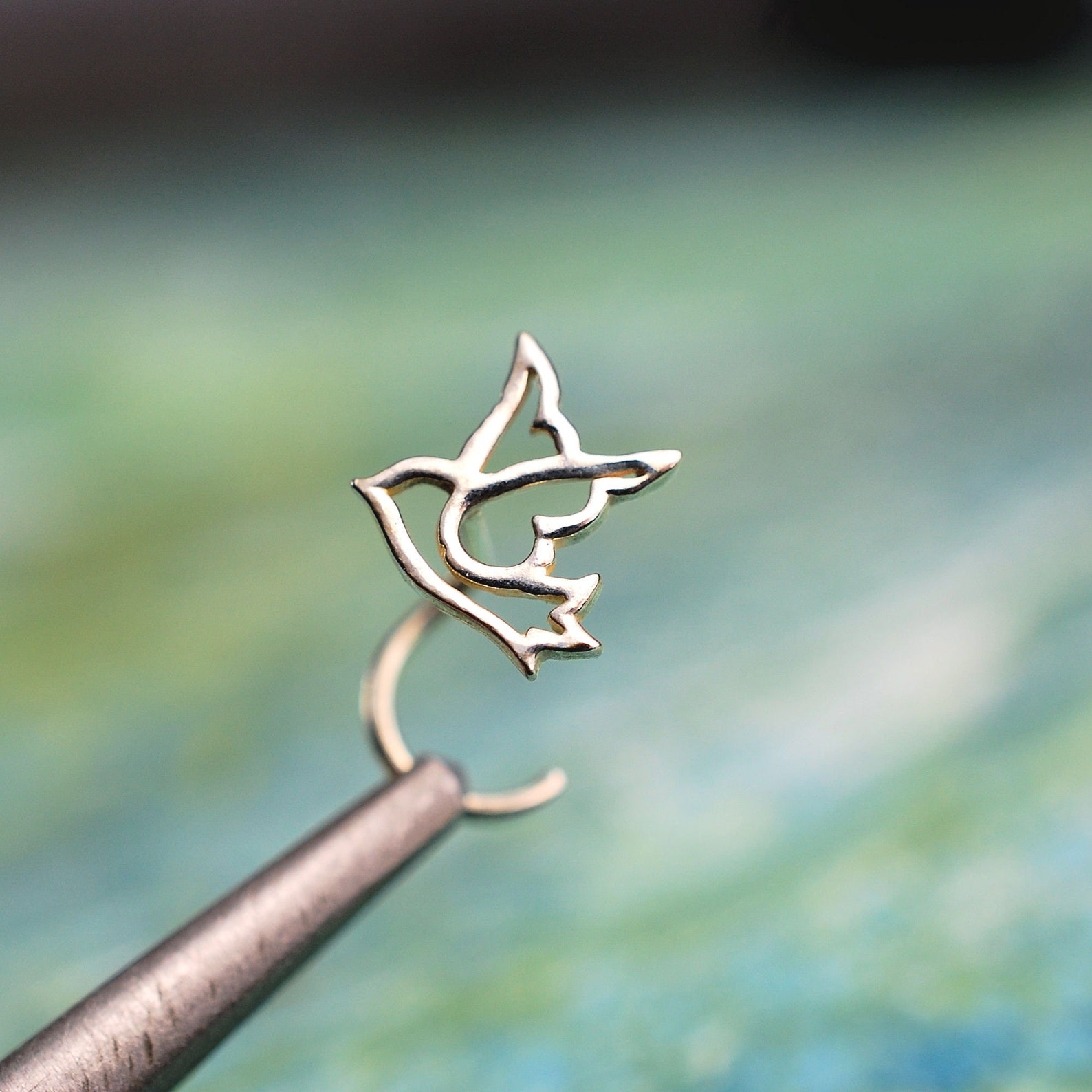 Peace Dove Nose Stud - Bird Nose Ring - Customized Gauges and End ...