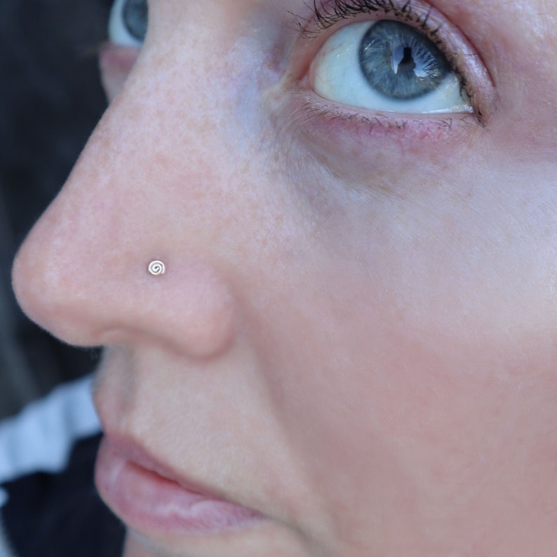 Gold Micro Mini Spiral Nose Stud - Flush Flat to the Nose - Handcrafted ...