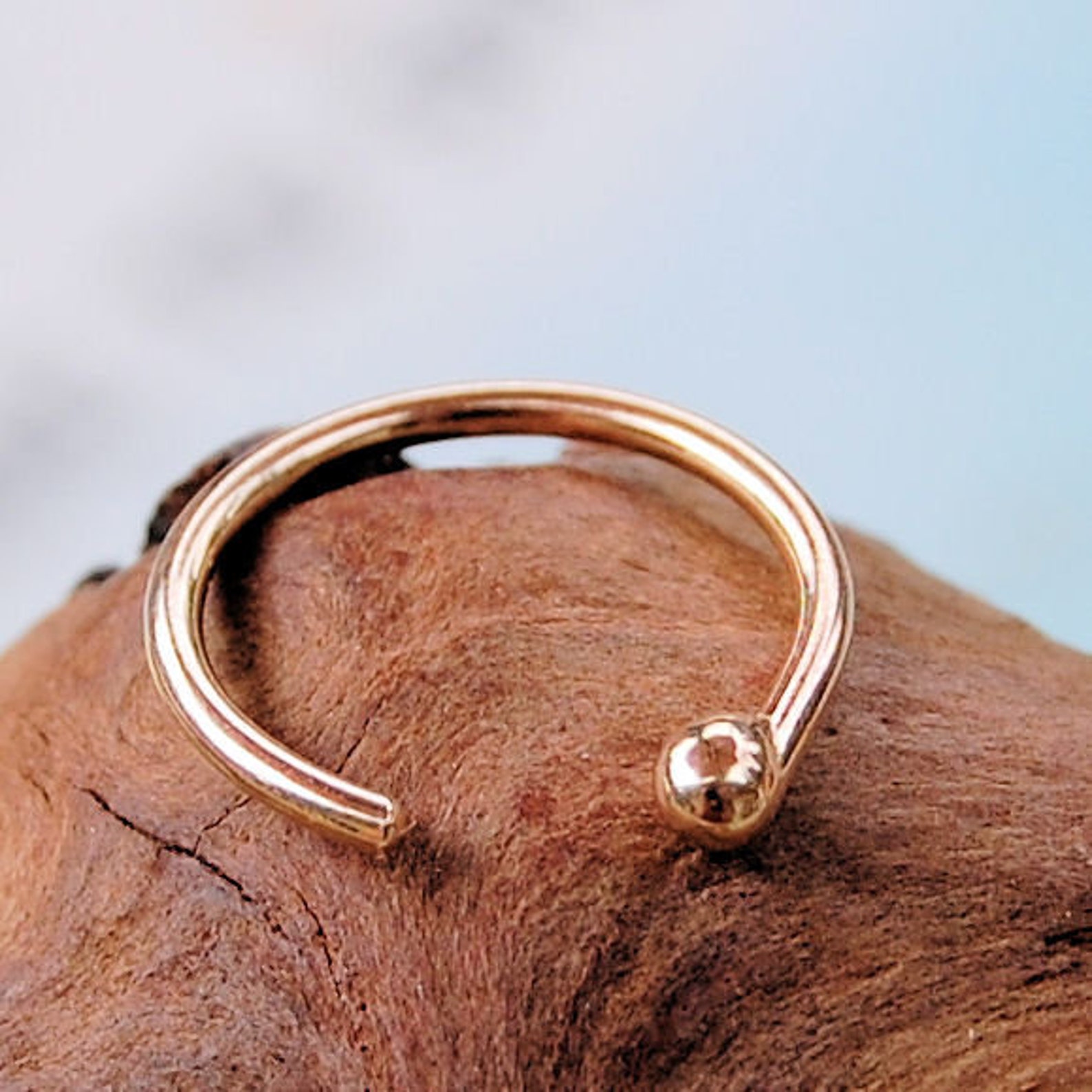 Solid Gold Nose Ring Gold Nose Hoop Budded Open Nose Ring - Etsy