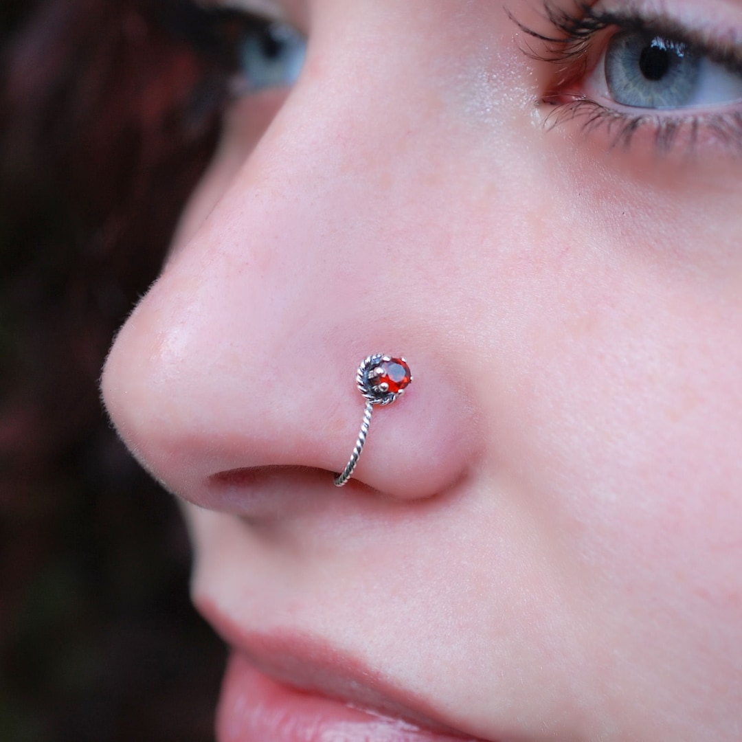Silver Nose Ring Hoop - Turn Your Nose Stud Into a Twisted Nose Ring W ...