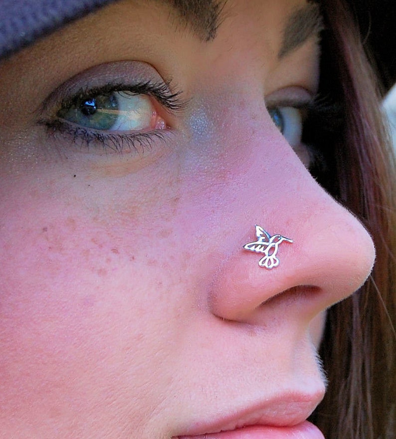Hummingbird Nose Stud - Bird Nose Ring - Customized Gauges & End Styles ...
