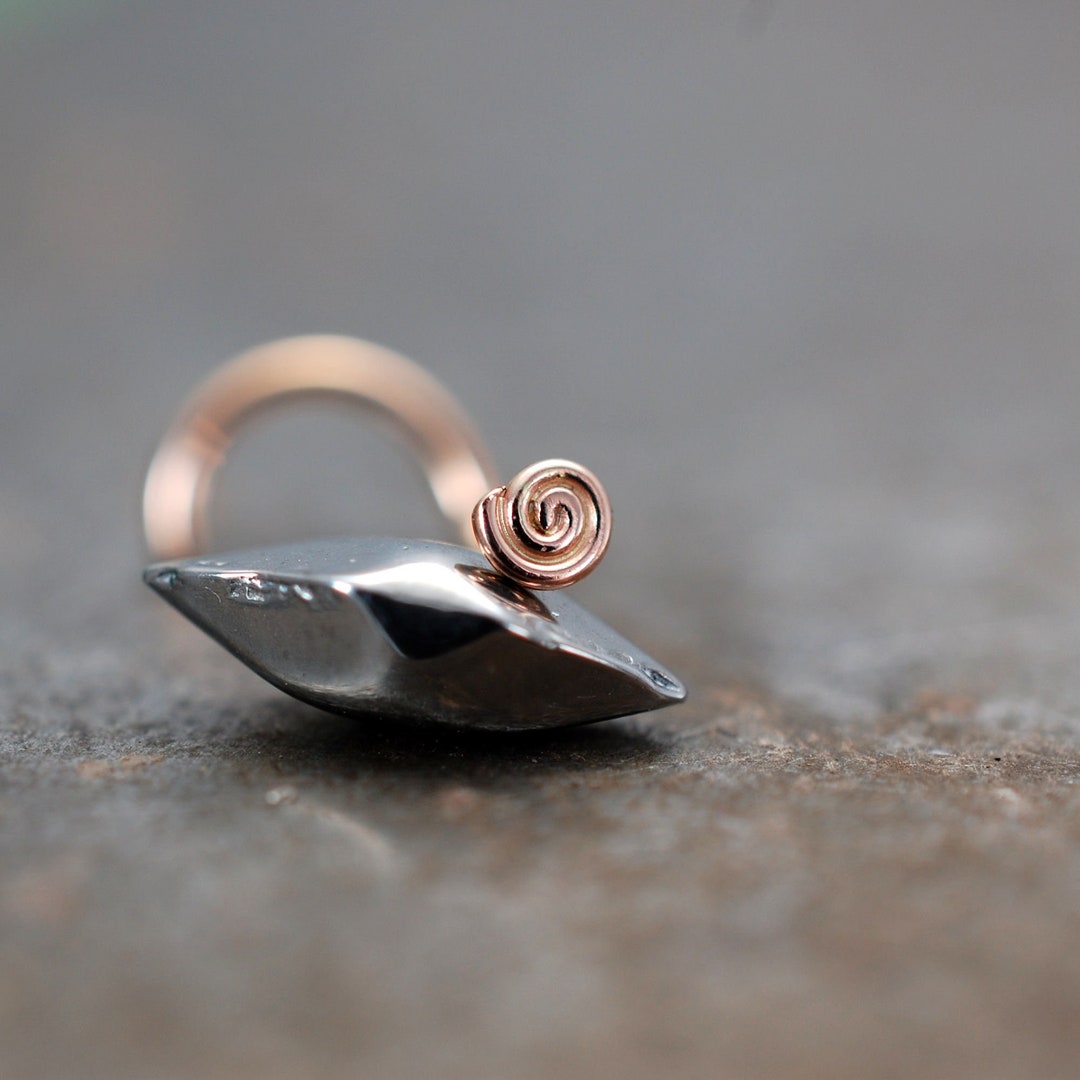 Rose Gold Micro Mini Spiral Nose Stud - Flush Flat - Handcrafted to ...