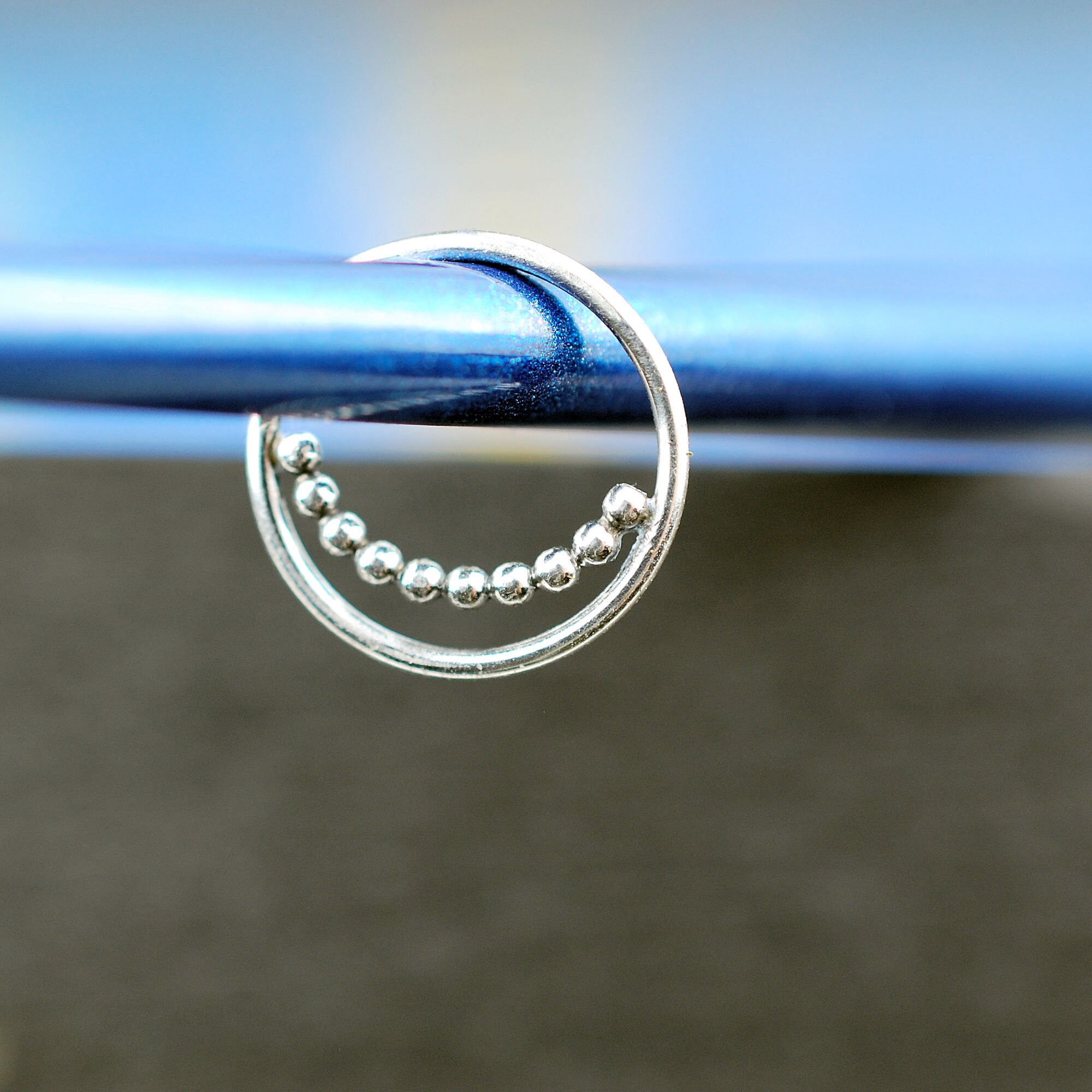 Beaded Silver Nose Ring Minimalist Nose Ring Hoop Custom | Etsy