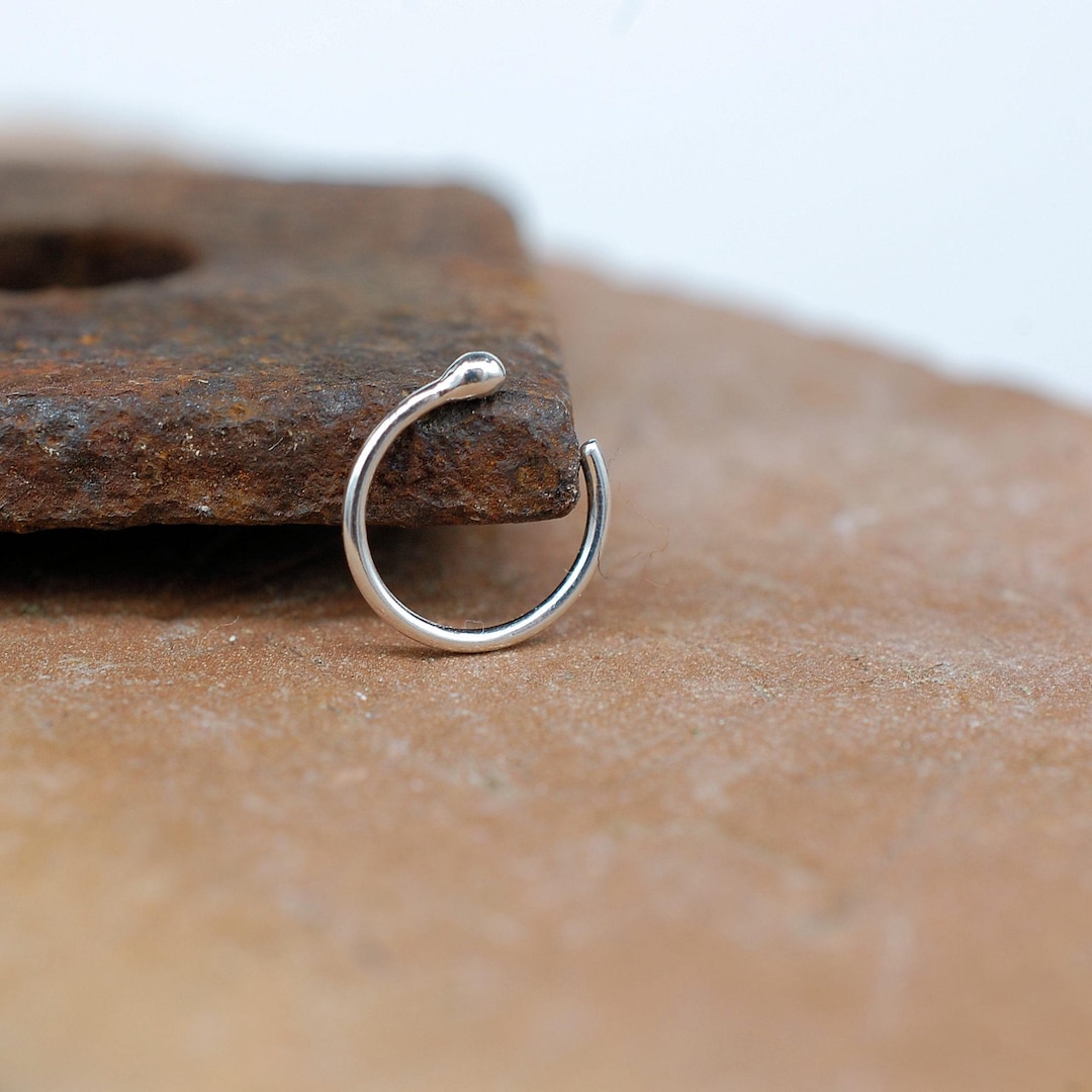 Silver Open Nose Ring Hoop, Insert From Inside, Quality Nose Ring ...