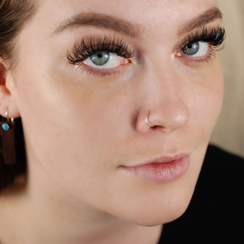 Silver Nose Ring Hoop Textured Choose Thin Nose Ring or - Etsy