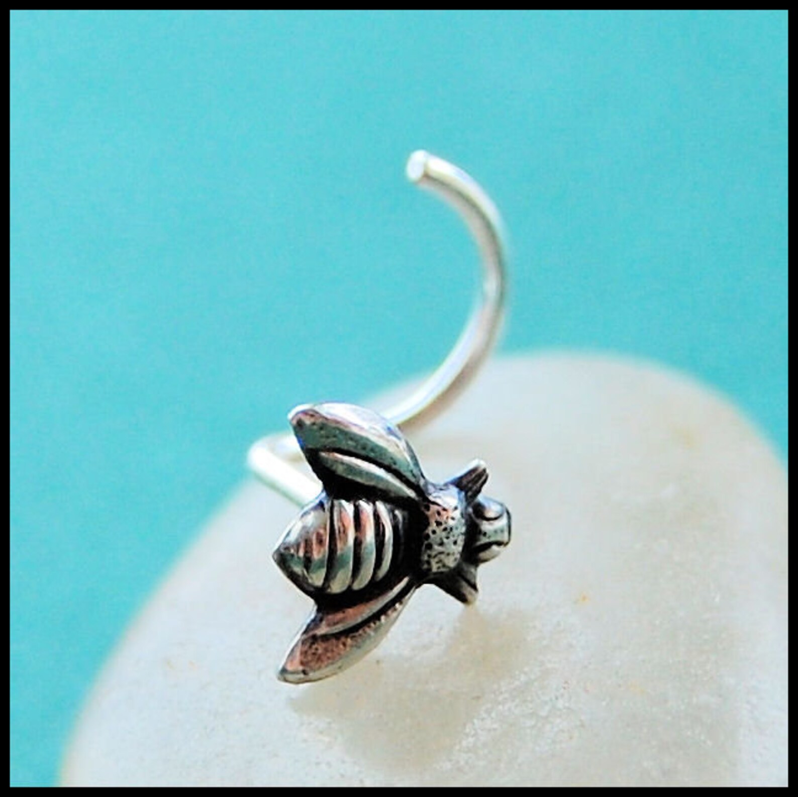 Bee Insect Nose Stud A Little Bee Nose Ring in Sterling | Etsy
