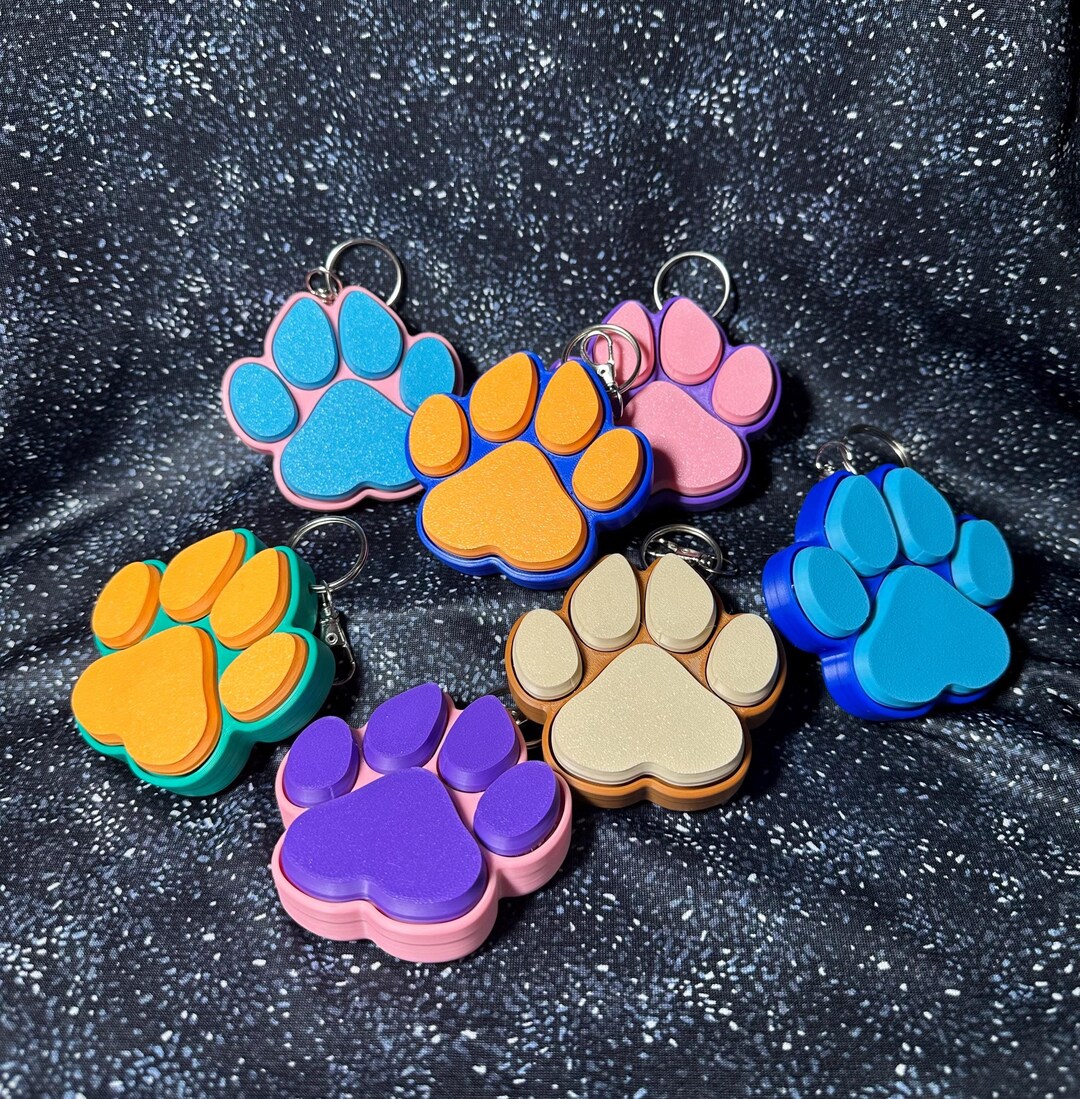 Dog Paw Clicker Fidgets - Large Version - Sensory Keychains - 3D ...