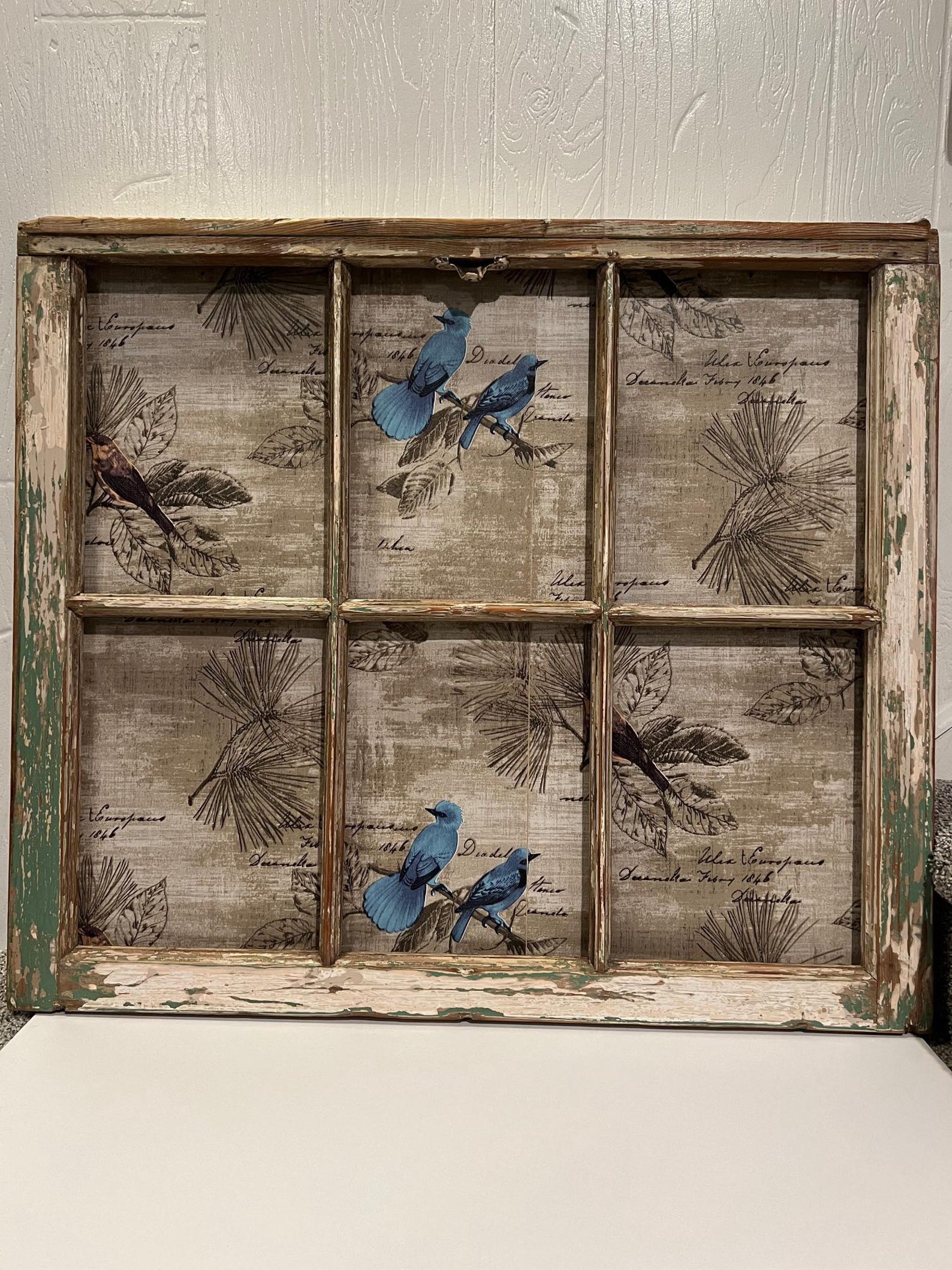 Vintage Window Pane With Floral/blue Bird Wallpaper - Etsy