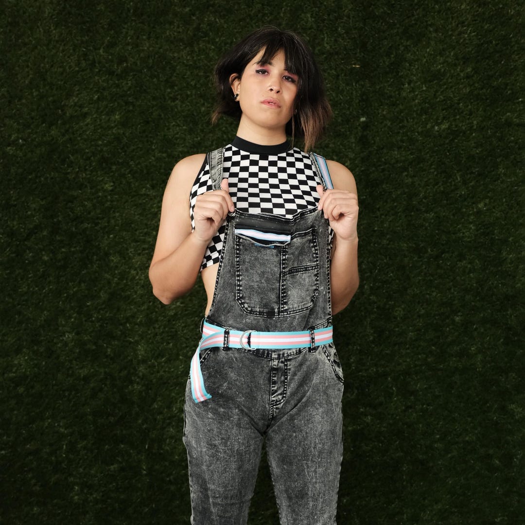 Stonewashed Denim Overalls With LGBT Pride Trim - Rainbow, Trans ...