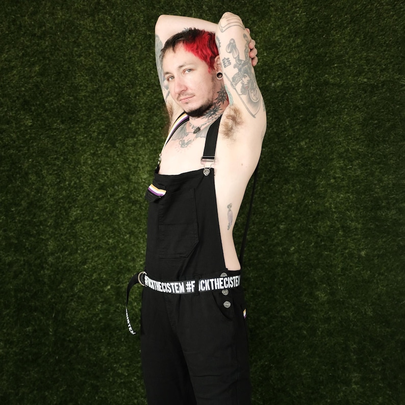 Stonewashed Denim Overalls With LGBT Pride Trim - Rainbow, Trans ...