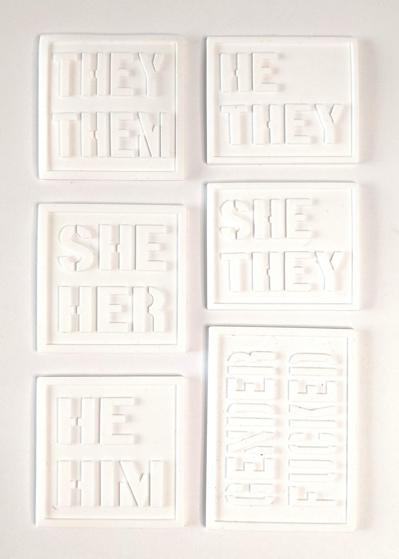 Rubber Gender Pronoun Patches - Heat Apply With Iron or Machine Sew - Etsy