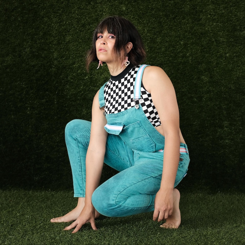Stonewashed Denim Overalls With LGBT Pride Trim - Rainbow, Trans ...