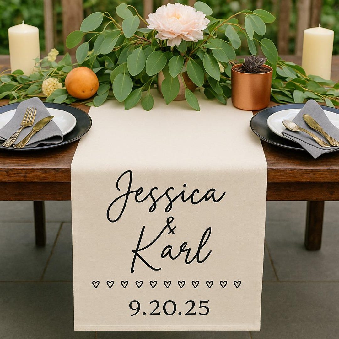 Custom Wedding Table Runner Personalized Name Table Decor | Elegant ...