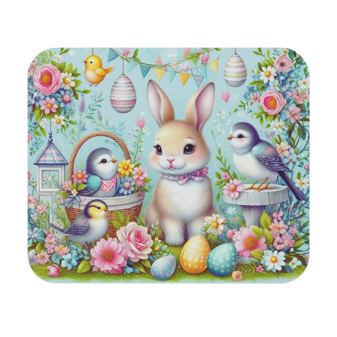 Easter Bunny Mouse Pad: Spring Floral Desk Accessory - Etsy