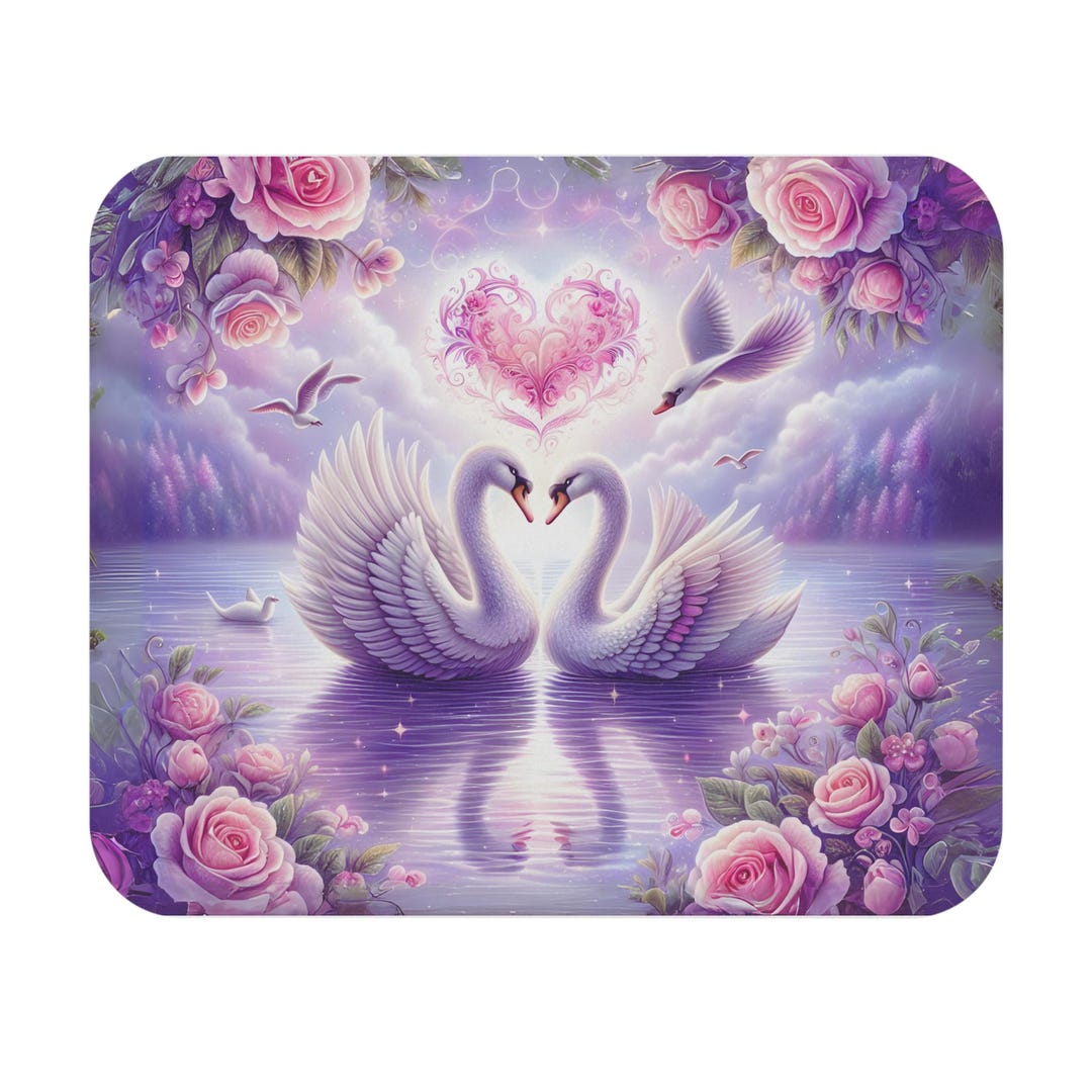 Swan & Roses Mouse Pad: Elegant Home Office Decor - Etsy