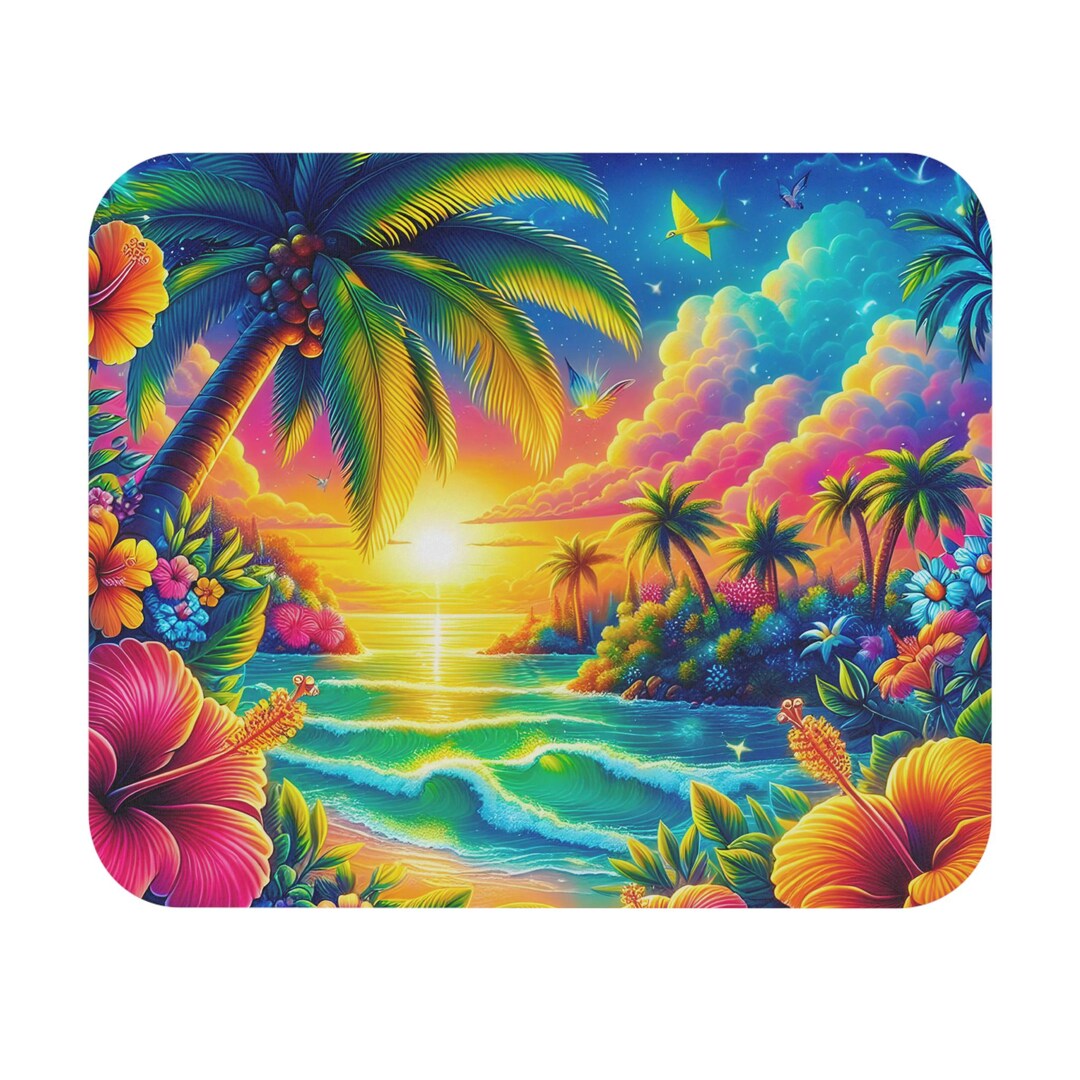 Vibrant Tropical Sunset Mouse Pad - Colorful Gaming Accessory, Desk ...