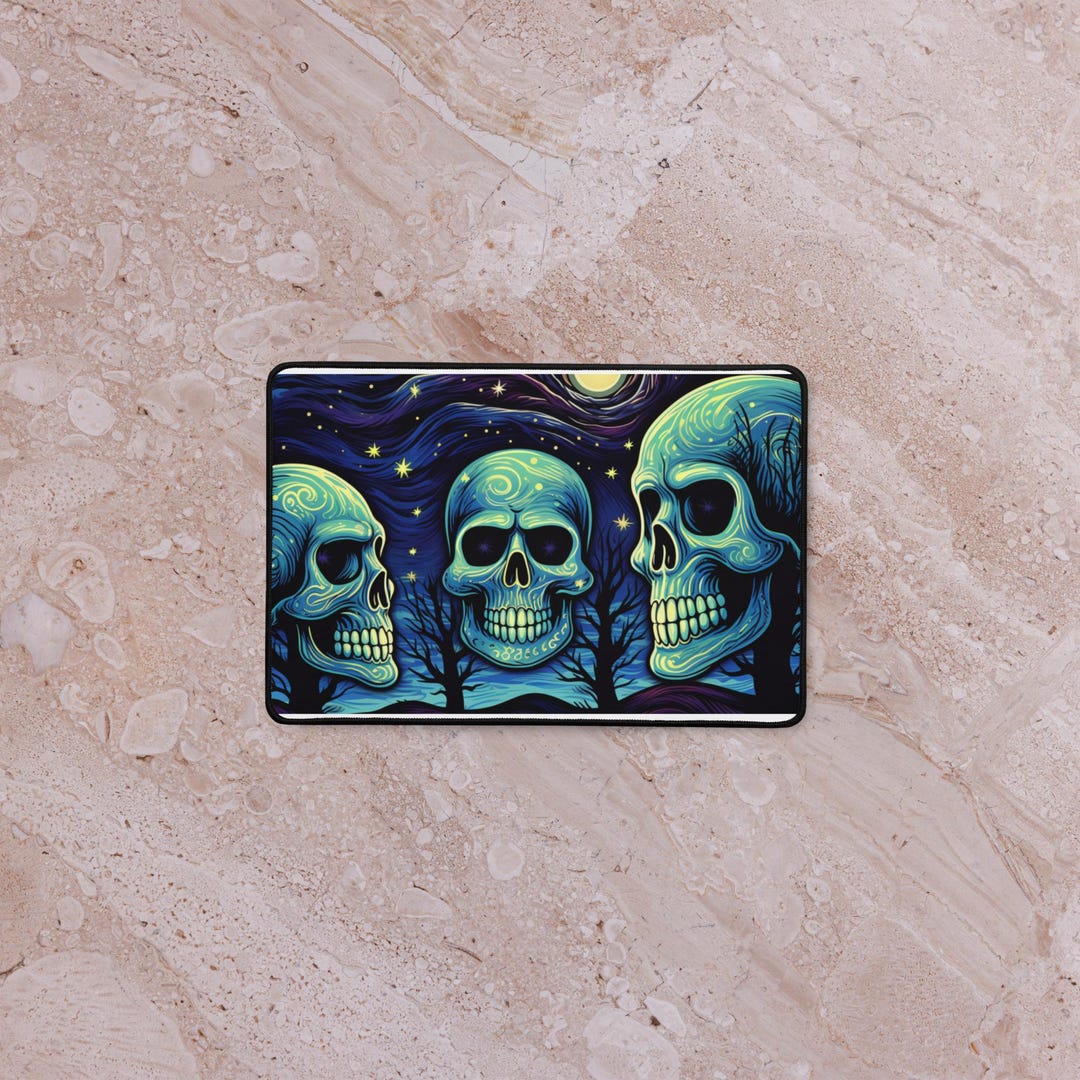 Starry Night Skull Mask, Skull Desk Mat, Skull Video Game, Gamer Gift ...