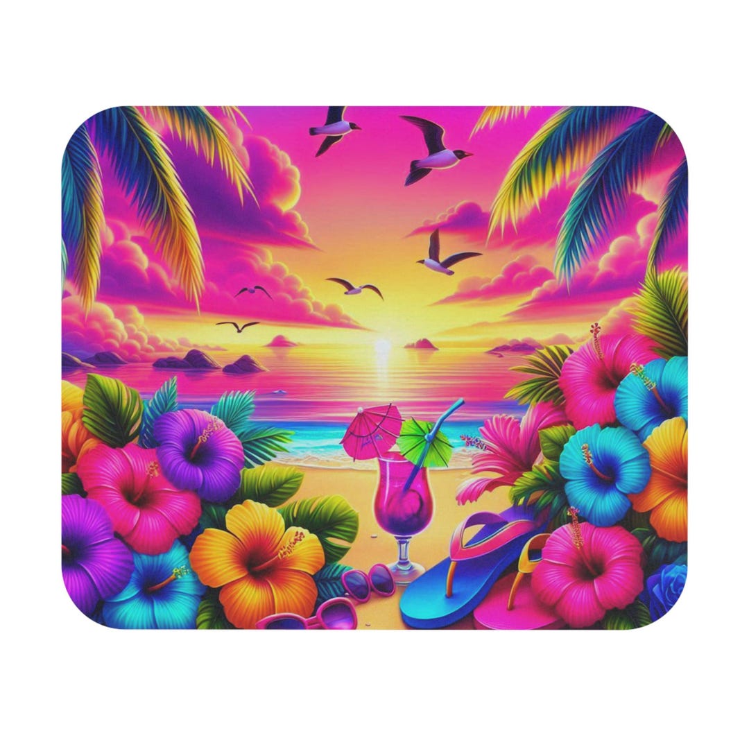 Tropical Sunset Mouse Pad: Vibrant Beach Desk Decor - Etsy