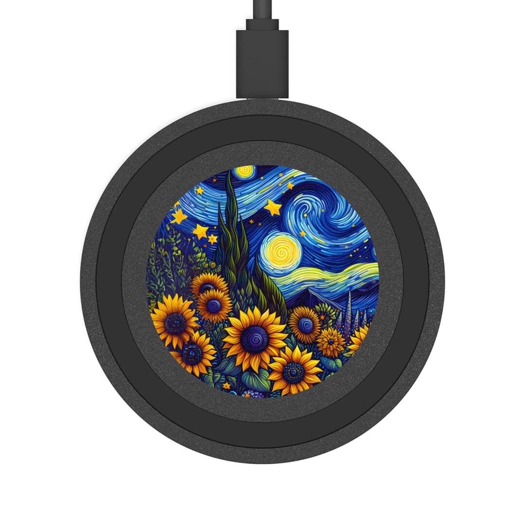 Starry Night Sunflower Wireless Charging Pad - Etsy