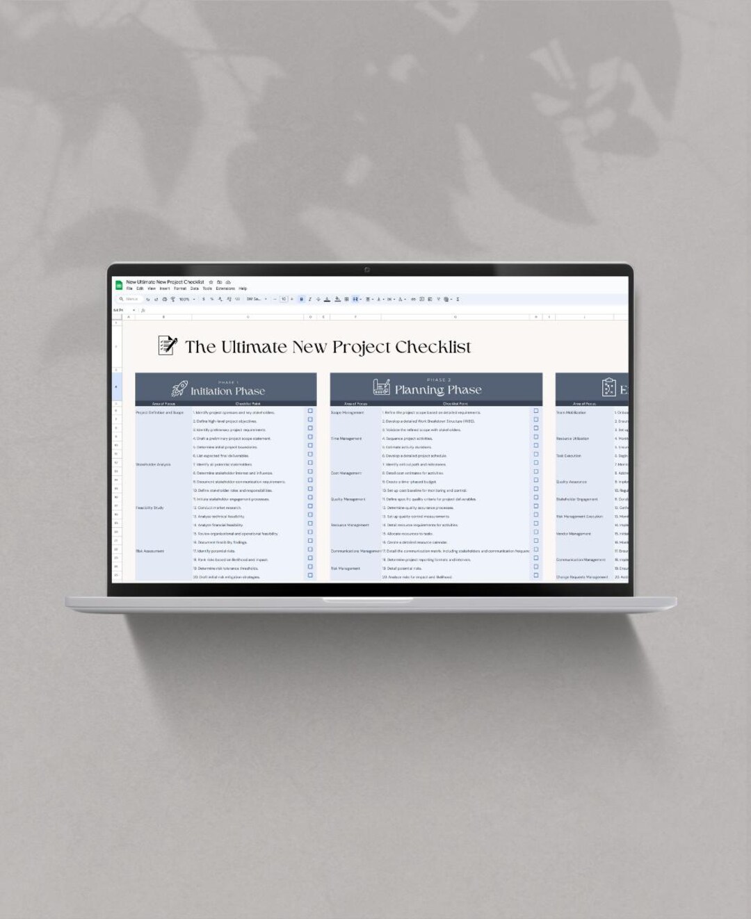 New Project Checklist Google Sheet, Digital Google Spreadsheets ...