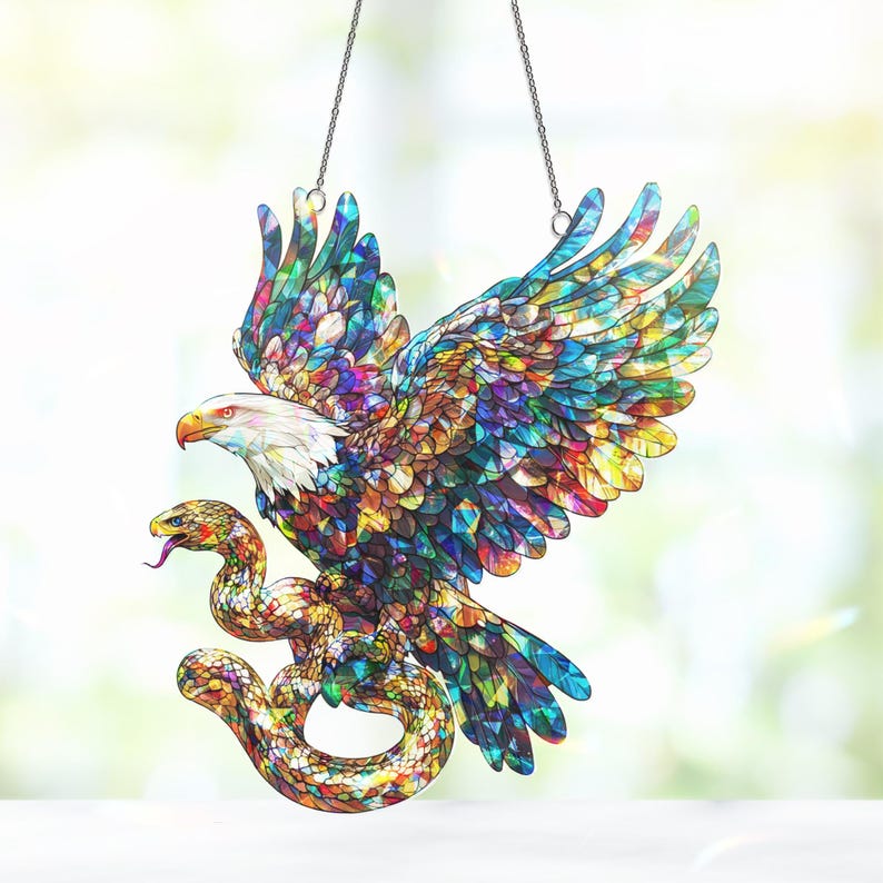 Color Eagle Suncatcher Acrylic Hanging, Bald Eagle Acrylic Suncatcher ...