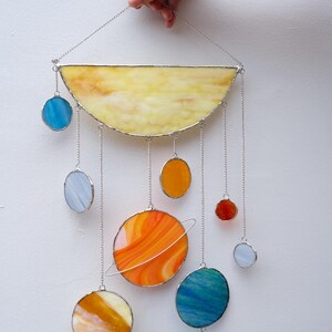 Planets Stained Glass Art, Solar System Suncatcher, Galaxy Glass ...