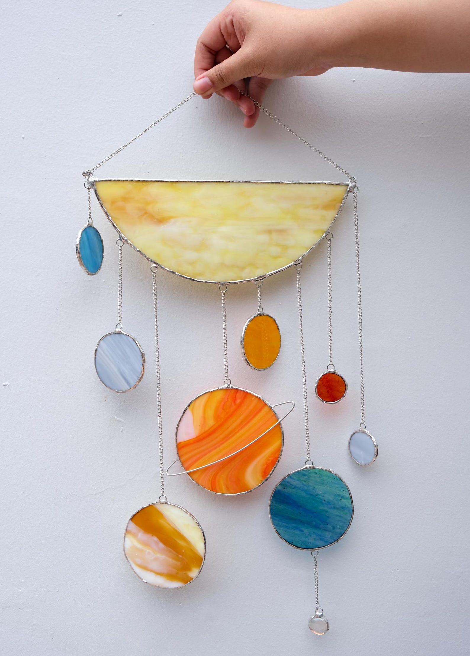 Planets Stained Glass Art, Solar System Suncatcher, Galaxy Glass ...