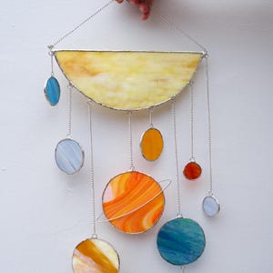Planets Stained Glass Art, Solar System Suncatcher, Galaxy Glass ...