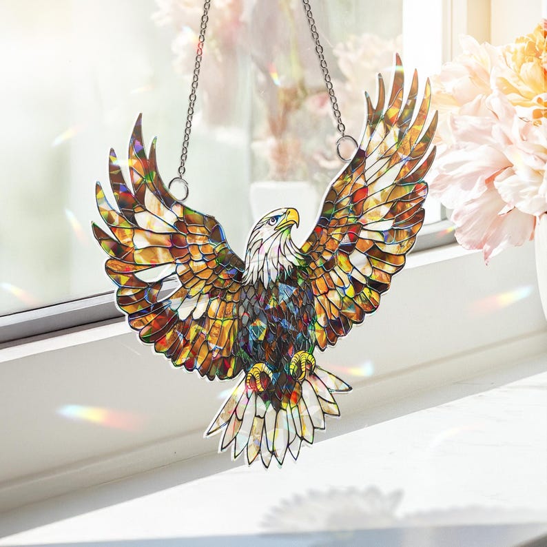 Color Eagle Suncatcher Acrylic Hanging, Bald Eagle Acrylic Suncatcher ...
