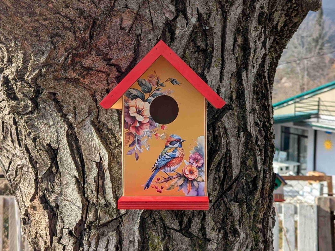 Handmade Wooden Birdhouse – Decorative Outdoor Bird House for Garden ...