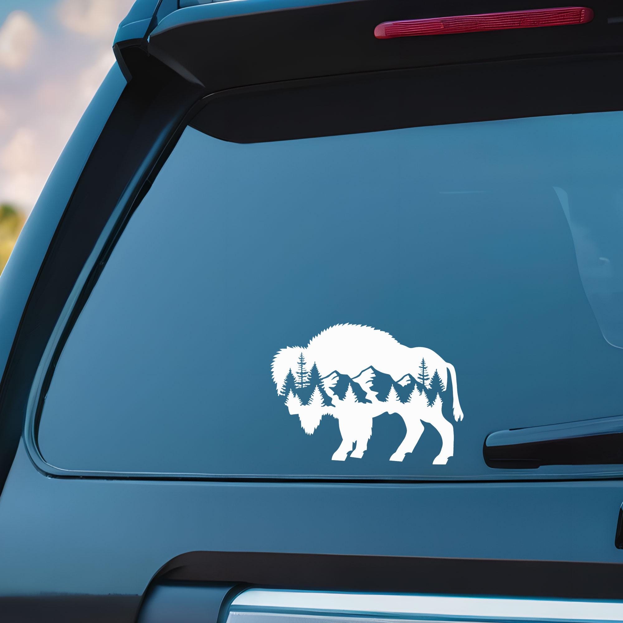 Bison Forest Mountain Buffalo - Vinyl Sticker Decal for Car, Laptop ...