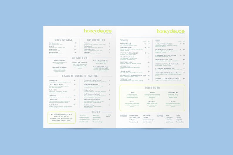 Two Page Restaurant Menu Template for Canva - Etsy