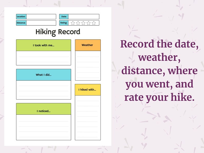 Printable Hiking Log for Kids - US Letter, A4, Lined and Unlined ...