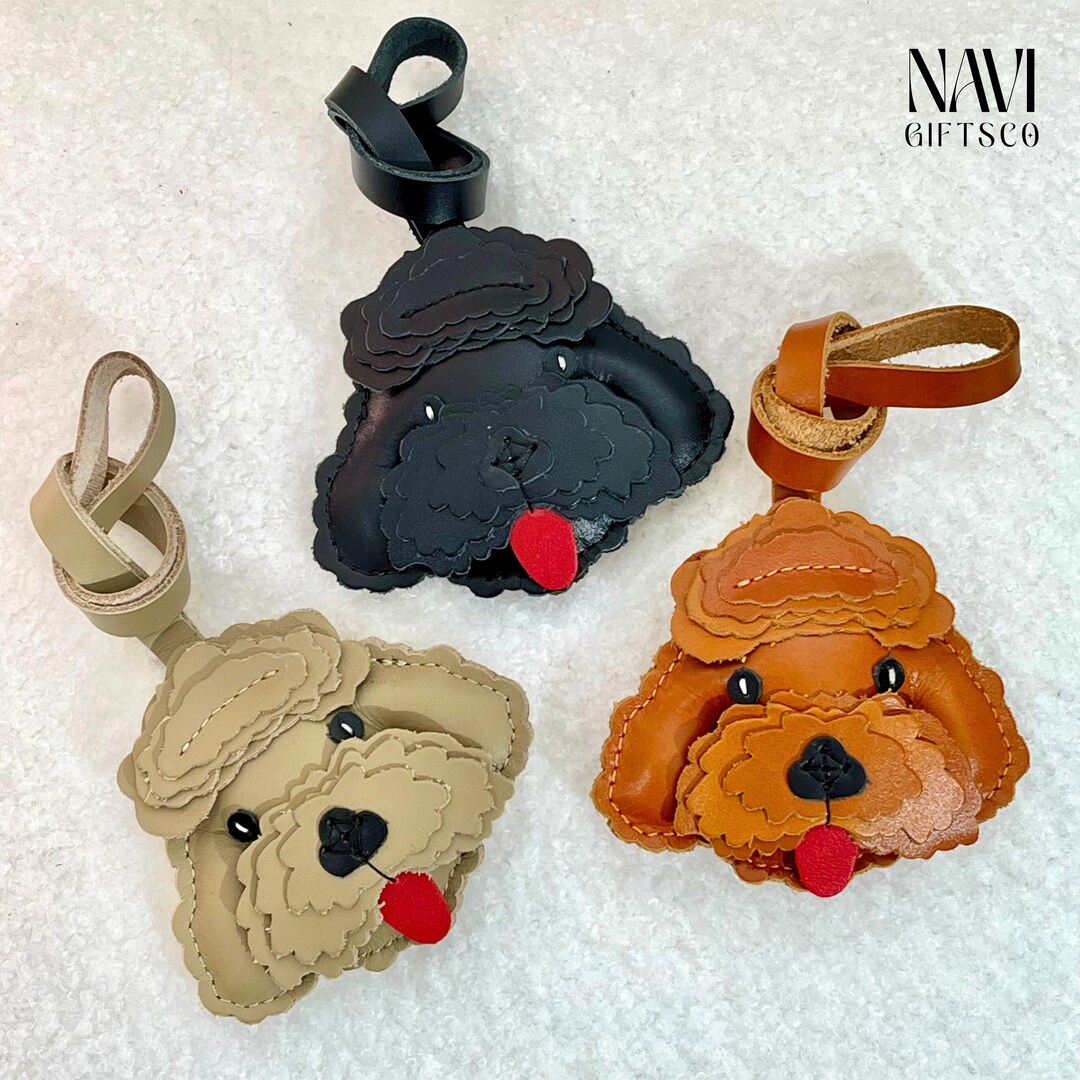 Poodle Charm, Poodle Keychain, Real Leather Charm, Dog Charm, Keychain ...