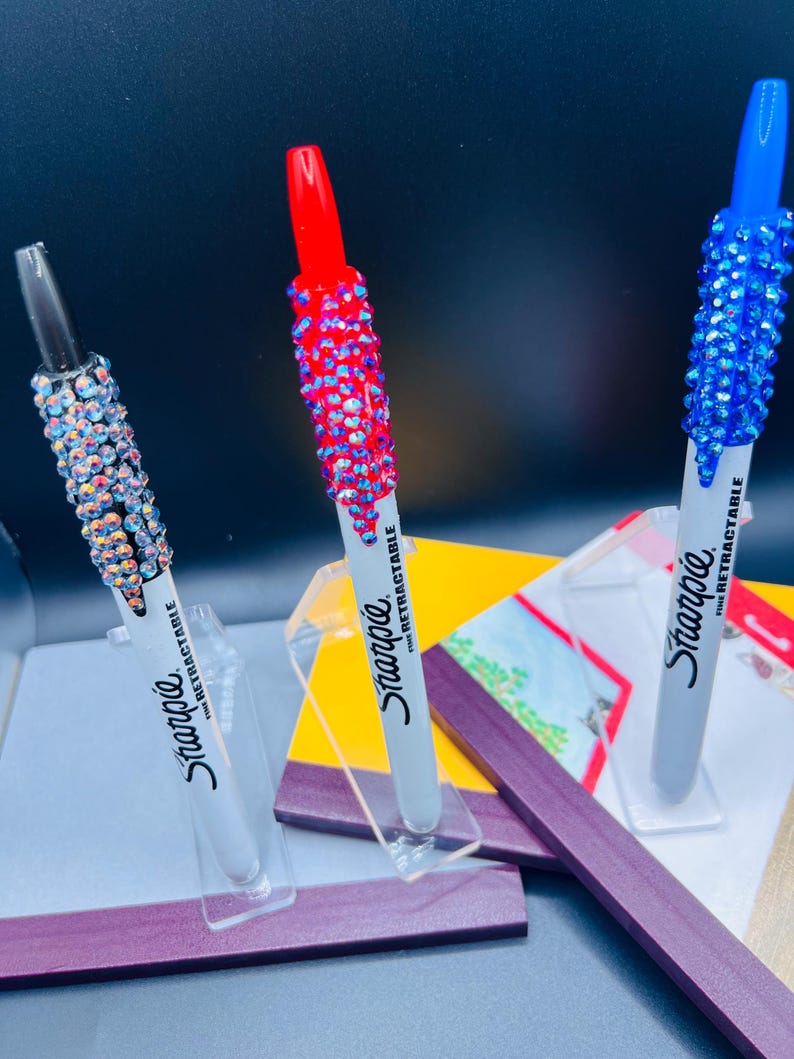 Bling Click Sharpie Marker 3 Set glass Rhinestones-bedazzled - Etsy