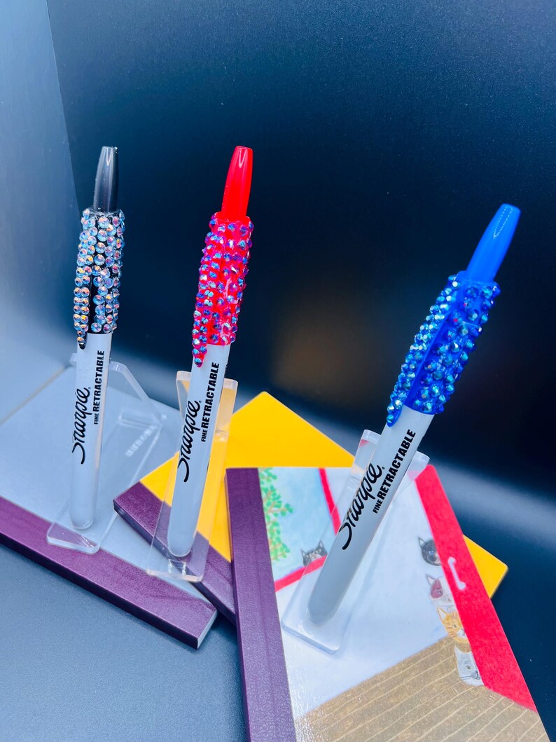 Bling Click Sharpie Marker 3 Set glass Rhinestones-bedazzled - Etsy