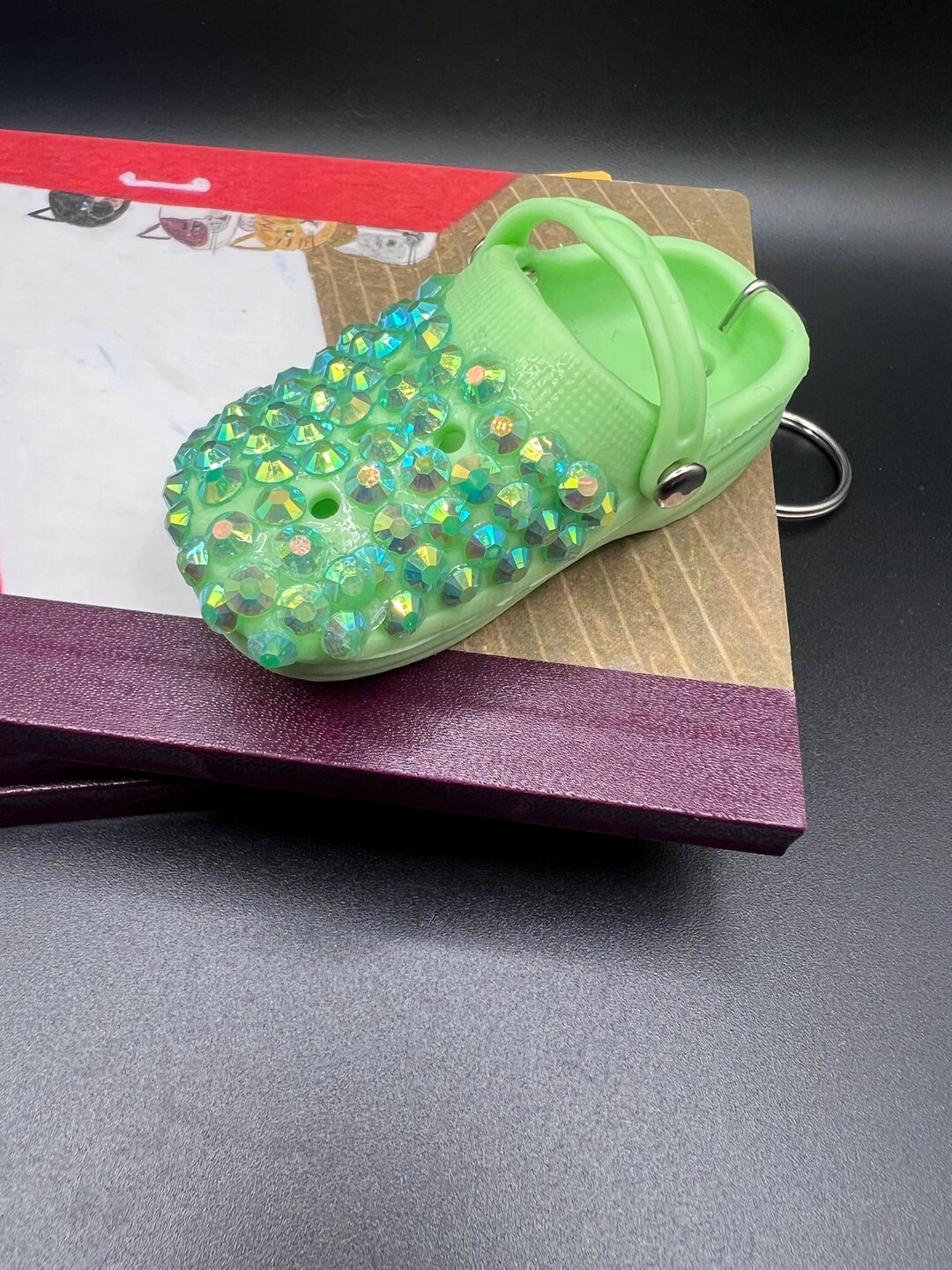 Bling-green Croc Key Chain-bedazzled With Glass Rhinestones - Etsy