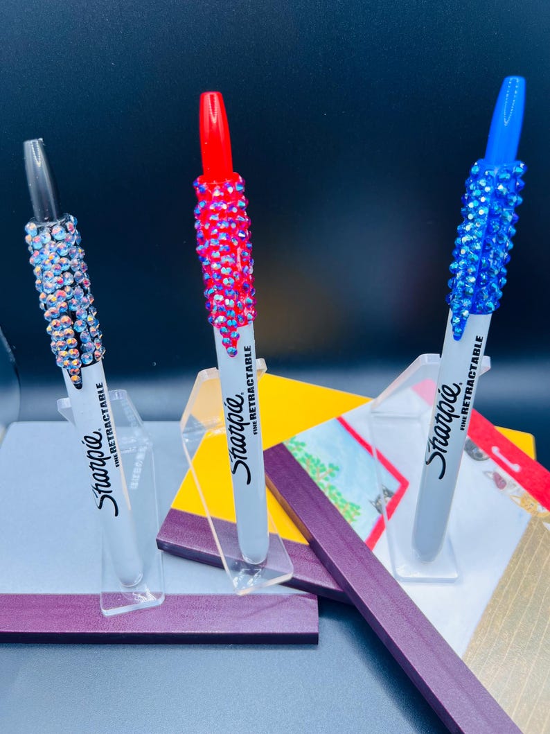 Bling Click Sharpie Marker 3 Set glass Rhinestones-bedazzled - Etsy