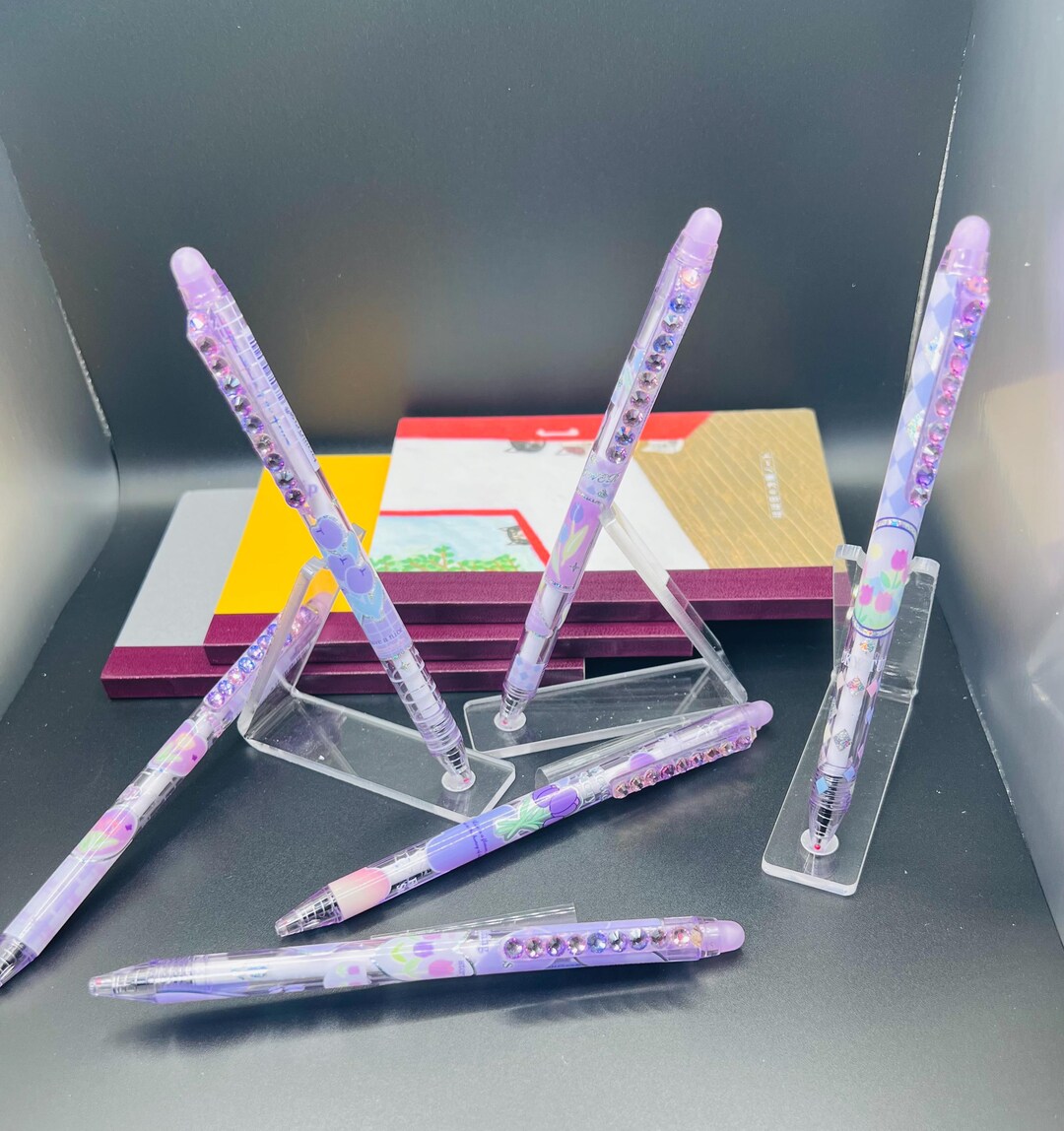 Bling 6 Pens Tulip Erasable Gel Pens-purple Glass Rhinestones-bedazzled ...