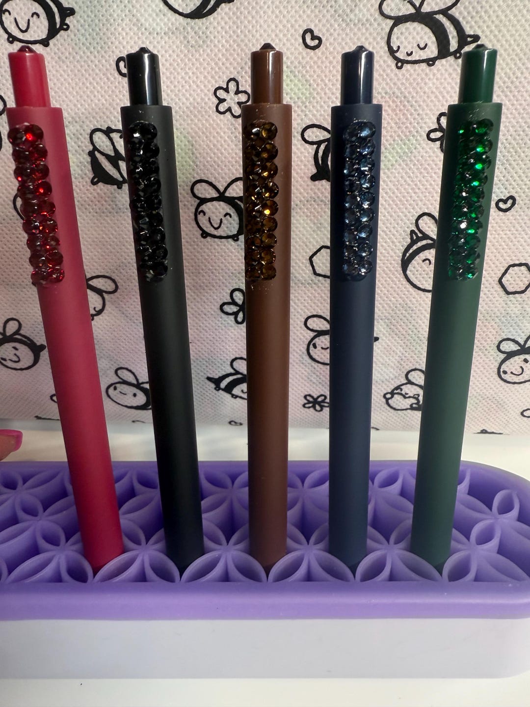Bling Pure Color Gel Ink Pen 5 Set With Glass Rhinestones -different ...