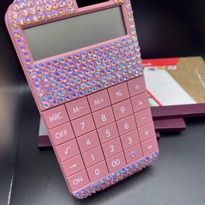Bling Large Pink Calculator With Glass Rhinestones-bedazzled - Etsy