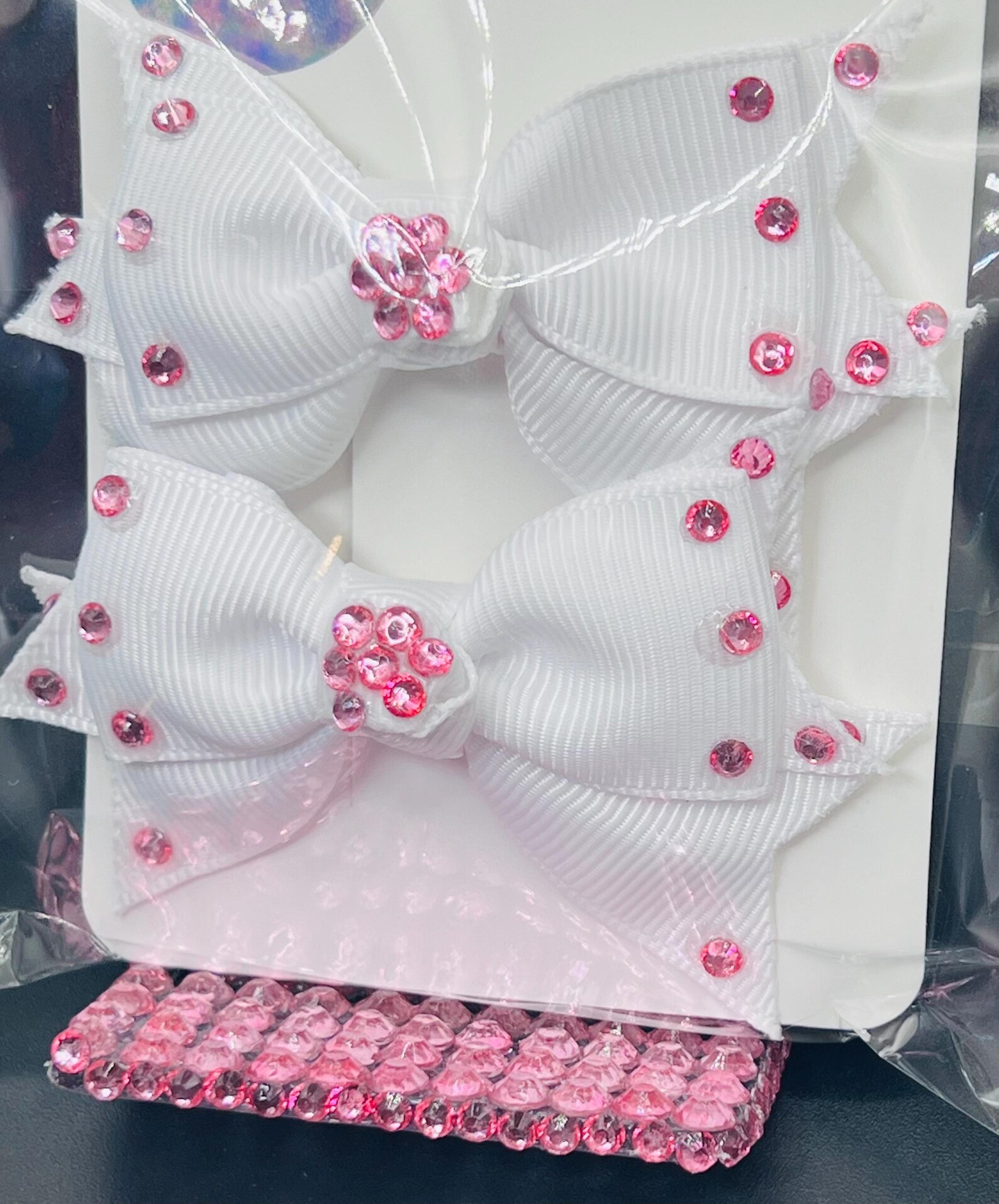 Bling Small White Bow for Girls Hair/glass Rhinestones/bedazzled - Etsy