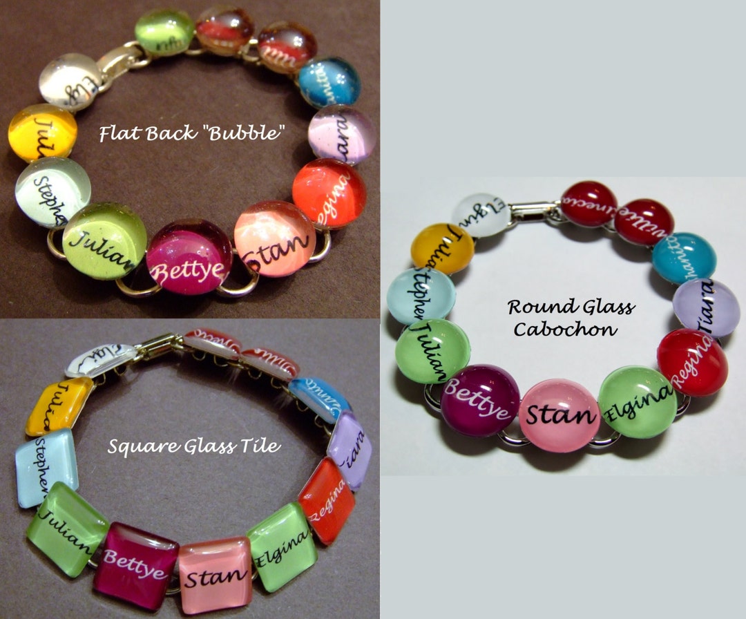 Now With Interchangeable Option - 11-name GLASS BUBBLE Bracelet or TILE ...