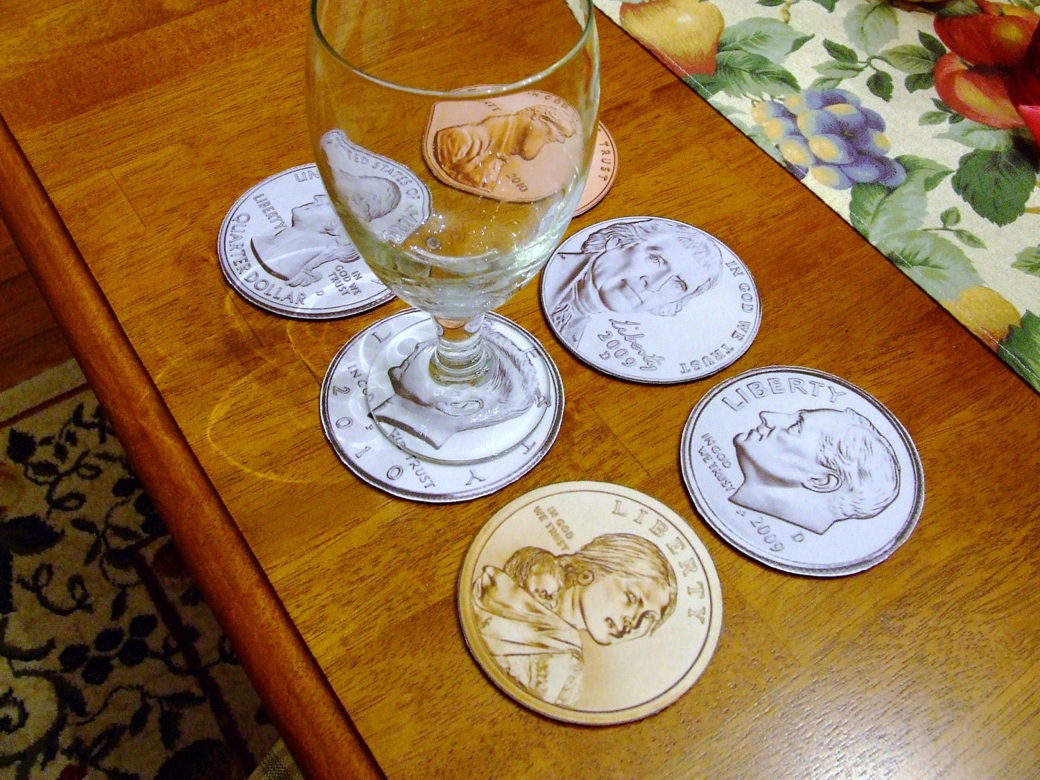 COIN COASTERS Set of 6 Absorbent Coasters Featuring Images | Etsy
