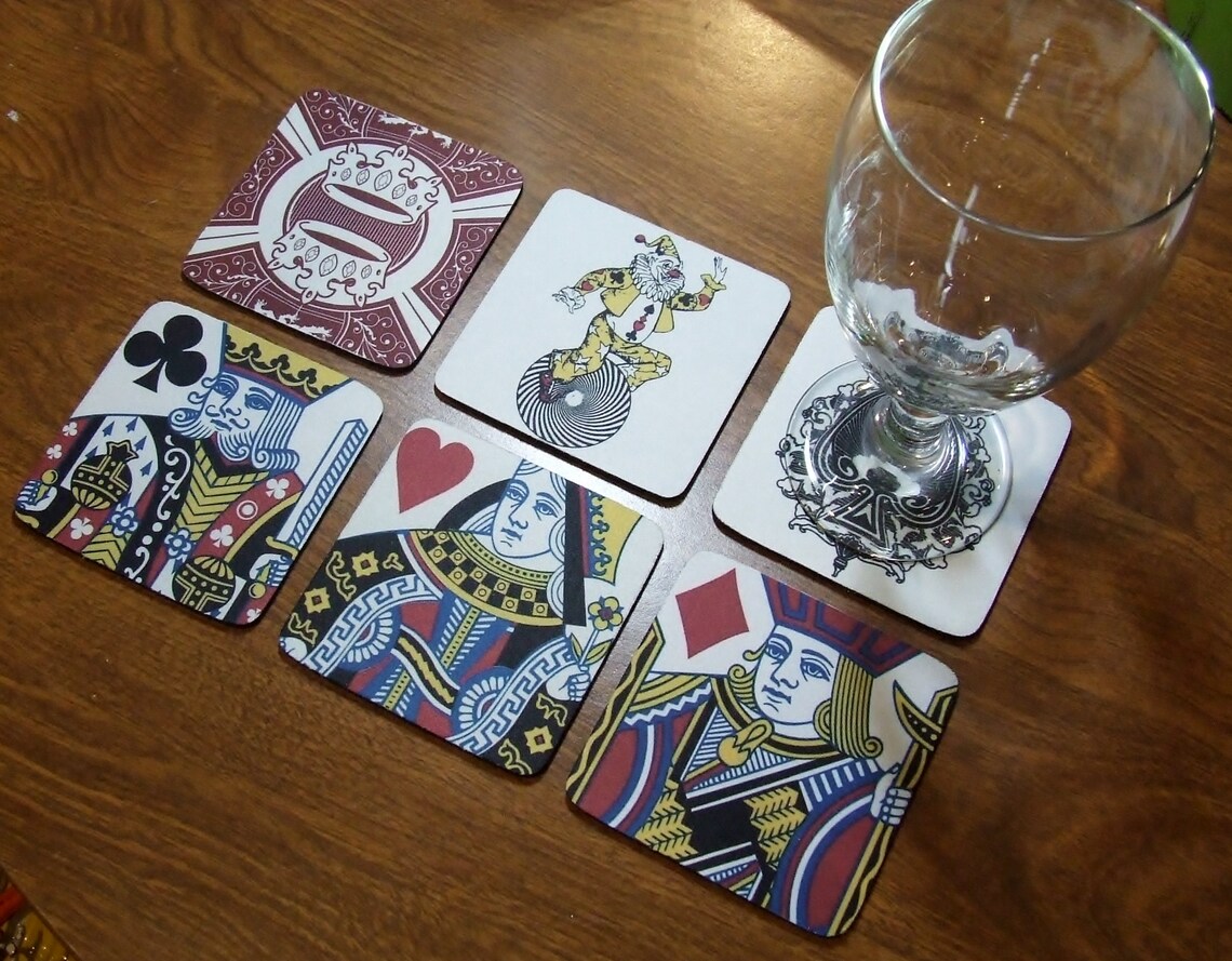 Sublimated PLAYING CARDS COASTERS Set of 6 Absorbent - Etsy