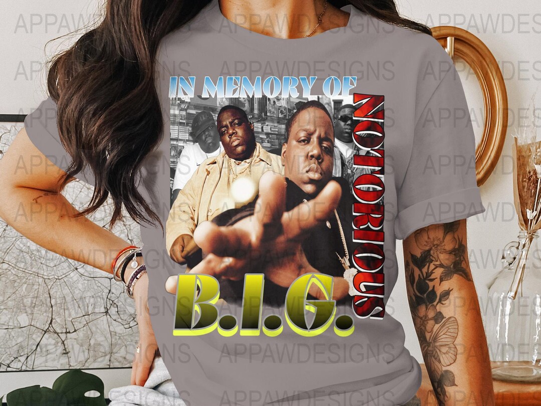 In Memory of Notorious B.I.G T-shirt Design, Retro 90s Rapper Graphic ...